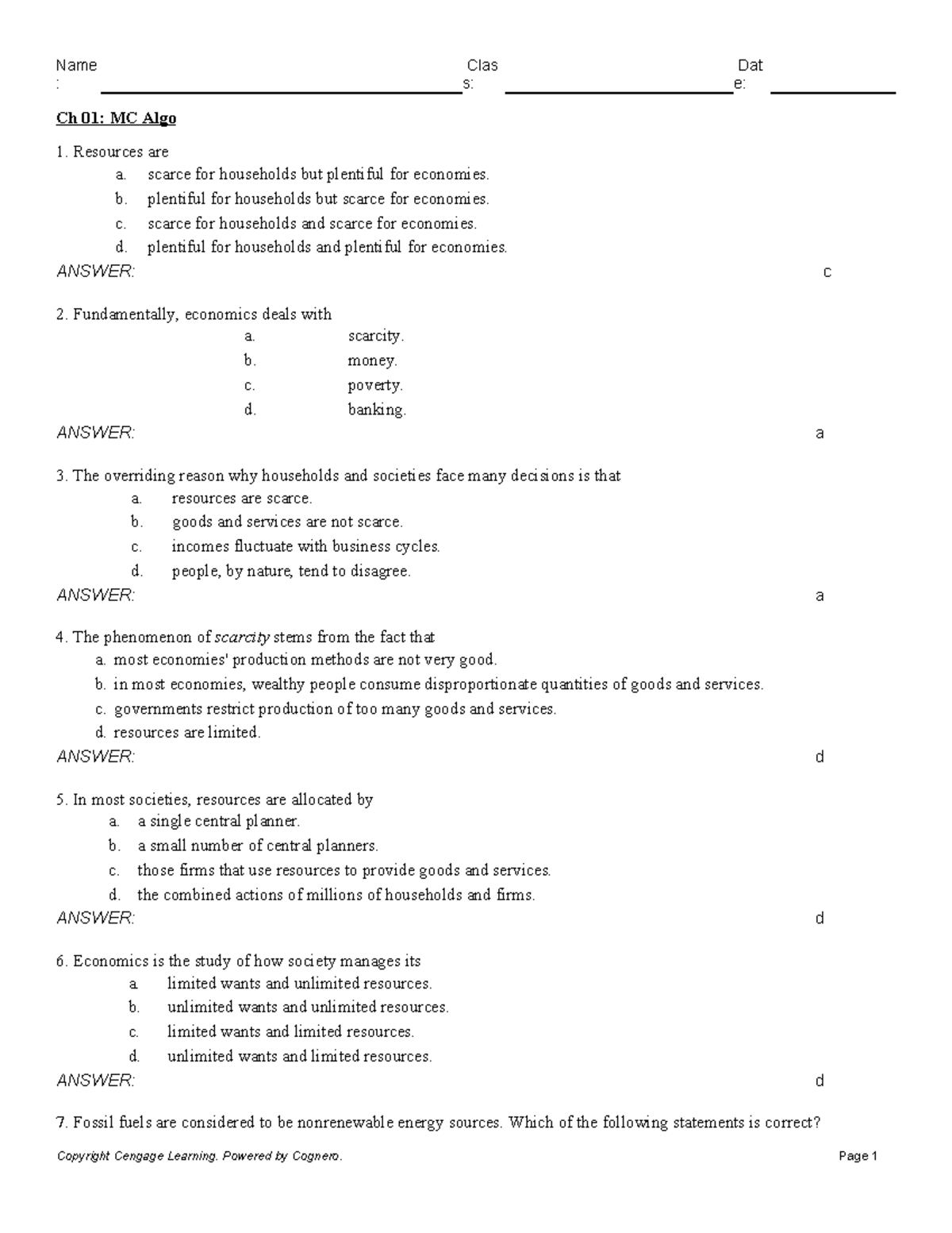 Ch 01 MC Algo - Test bank - : s: e: Ch 01: MC Algo 1. Resources are a ...