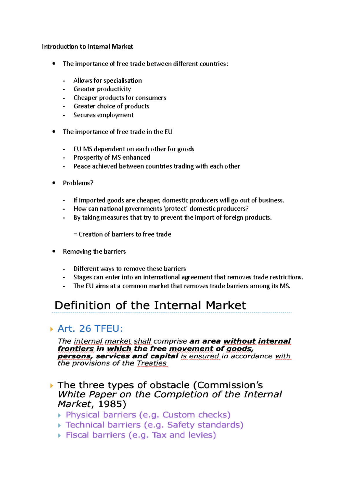 Introduction to Internal Market - How can national governments ‘protect ...