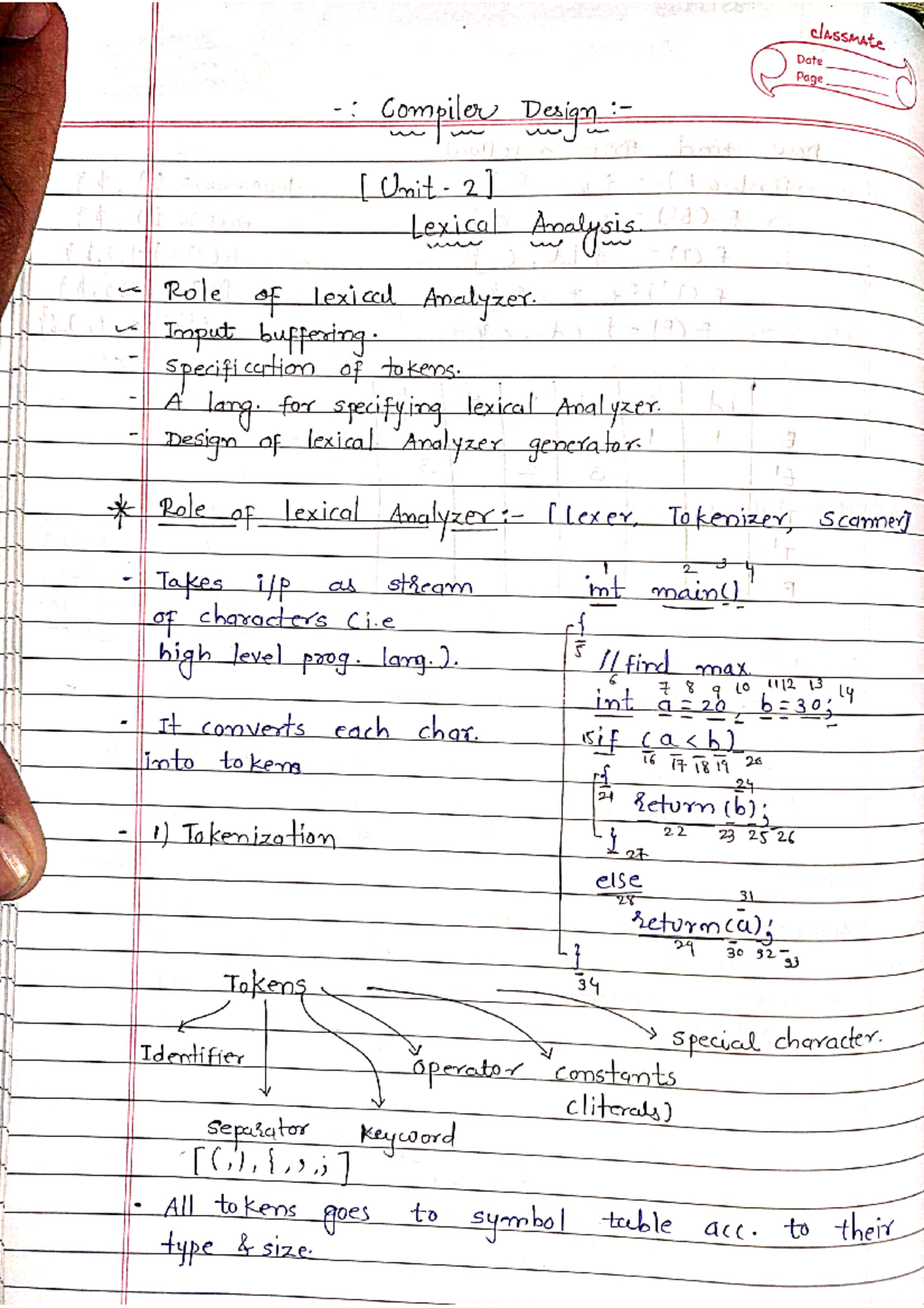 CD 2nd SN - It is short notes for revision of lexical analysis unit of ...