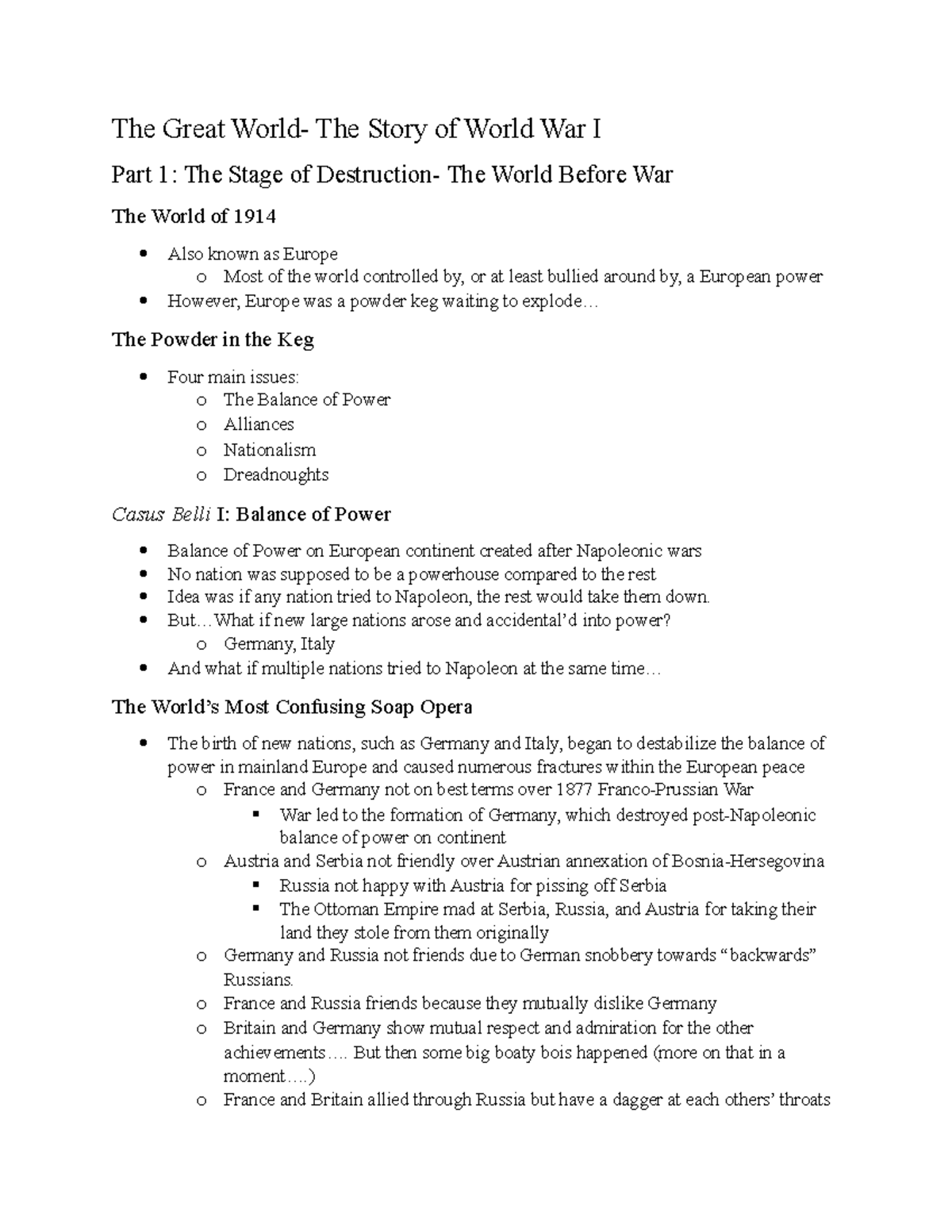 The Great War - Teacher: Thomas Miller - The Great World- The Story of ...