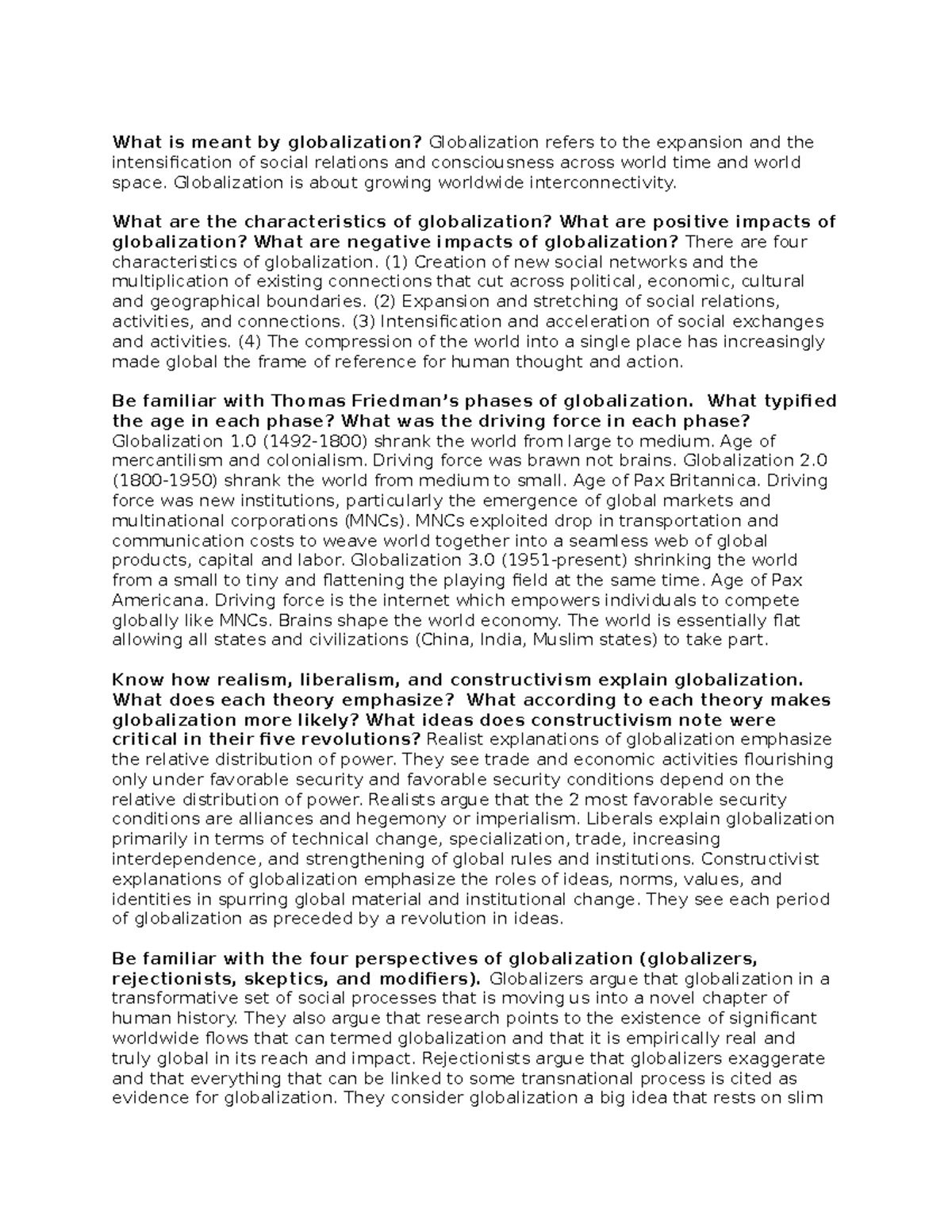 Globalization Midterm Study Guide - What is meant by globalization ...