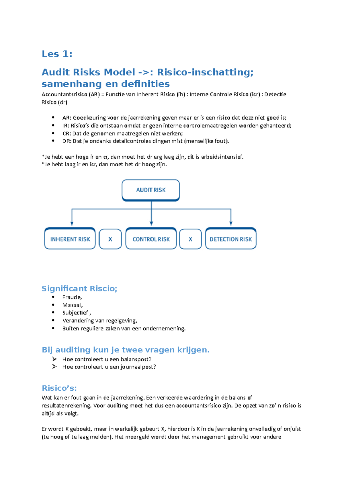 Information Risk Management 2021 mei - Les 1: Audit Risks Model ...