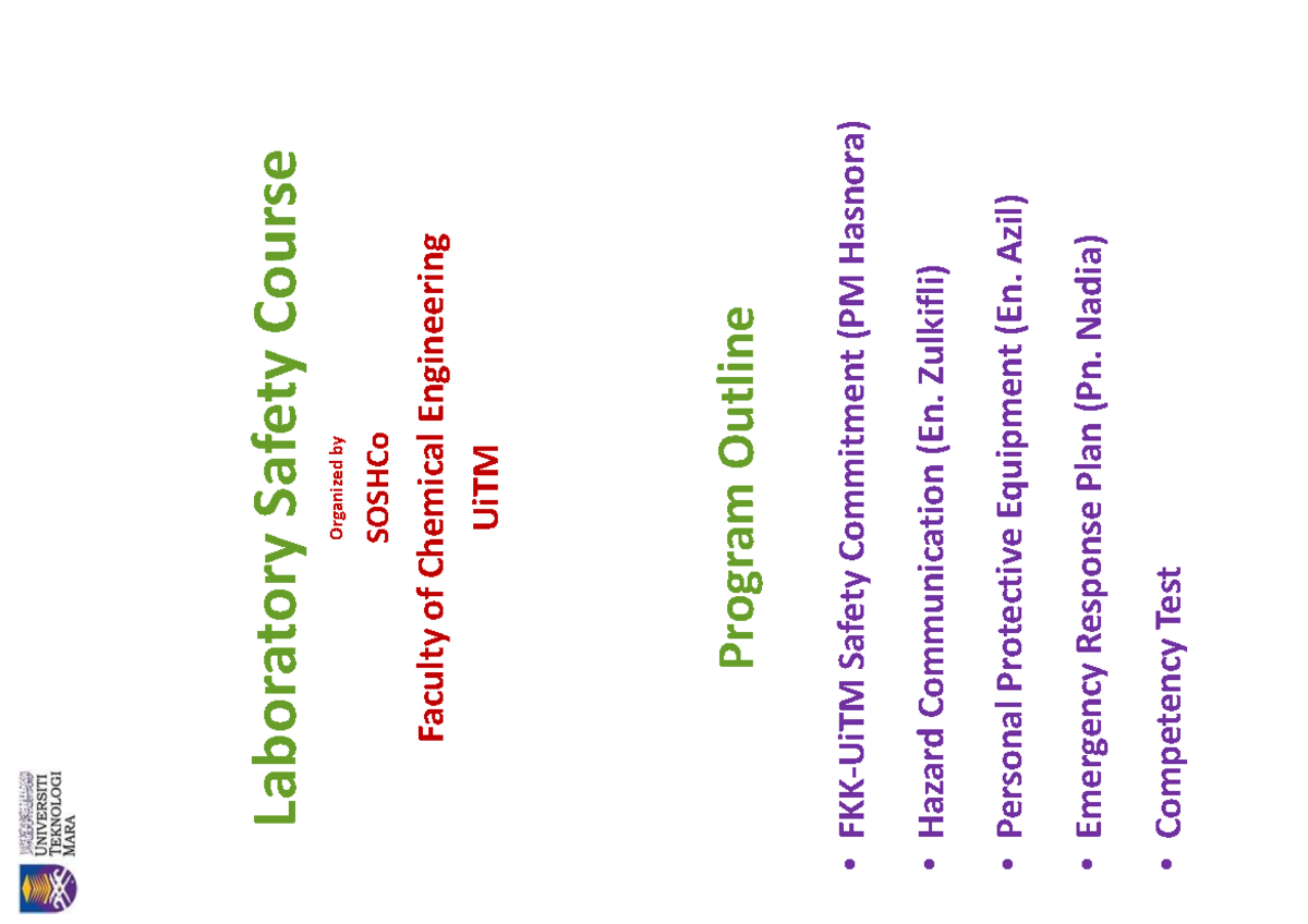 Safety briefing modules - • Competency Test • Emergency Response Plan ...