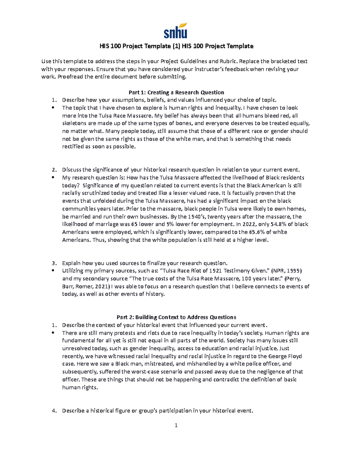 HIS 100 Module 6 project template - HIS 100 Project Template (1) HIS ...