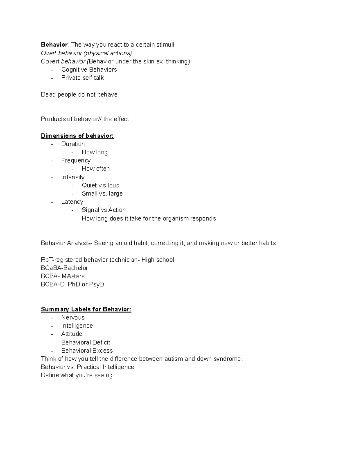 Behavior Mod ch 1 - Notes from Mod 1 - Behavior: The way you react to a ...