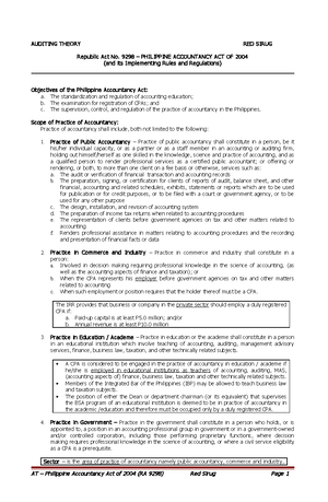 AT Intro Audit - AUDITING THEORY RED SIRUG INTRODUCTION TO AUDITING ...