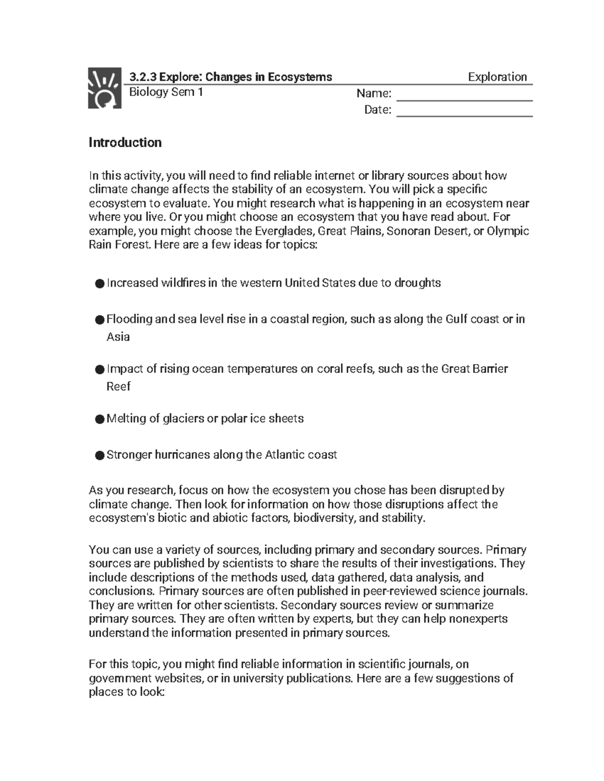 3.2.3 Explore - Changes in Ecosystems (Exploration) (1) - 3.2 Explore ...