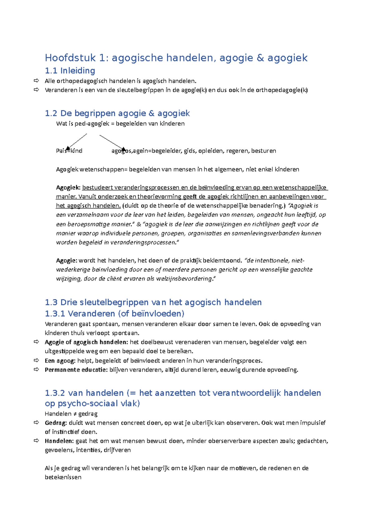 Hoofdstuk 1 agogisch handelen, agogie en agogiek - Hoofdstuk 1: agogische handelen, agogie ...