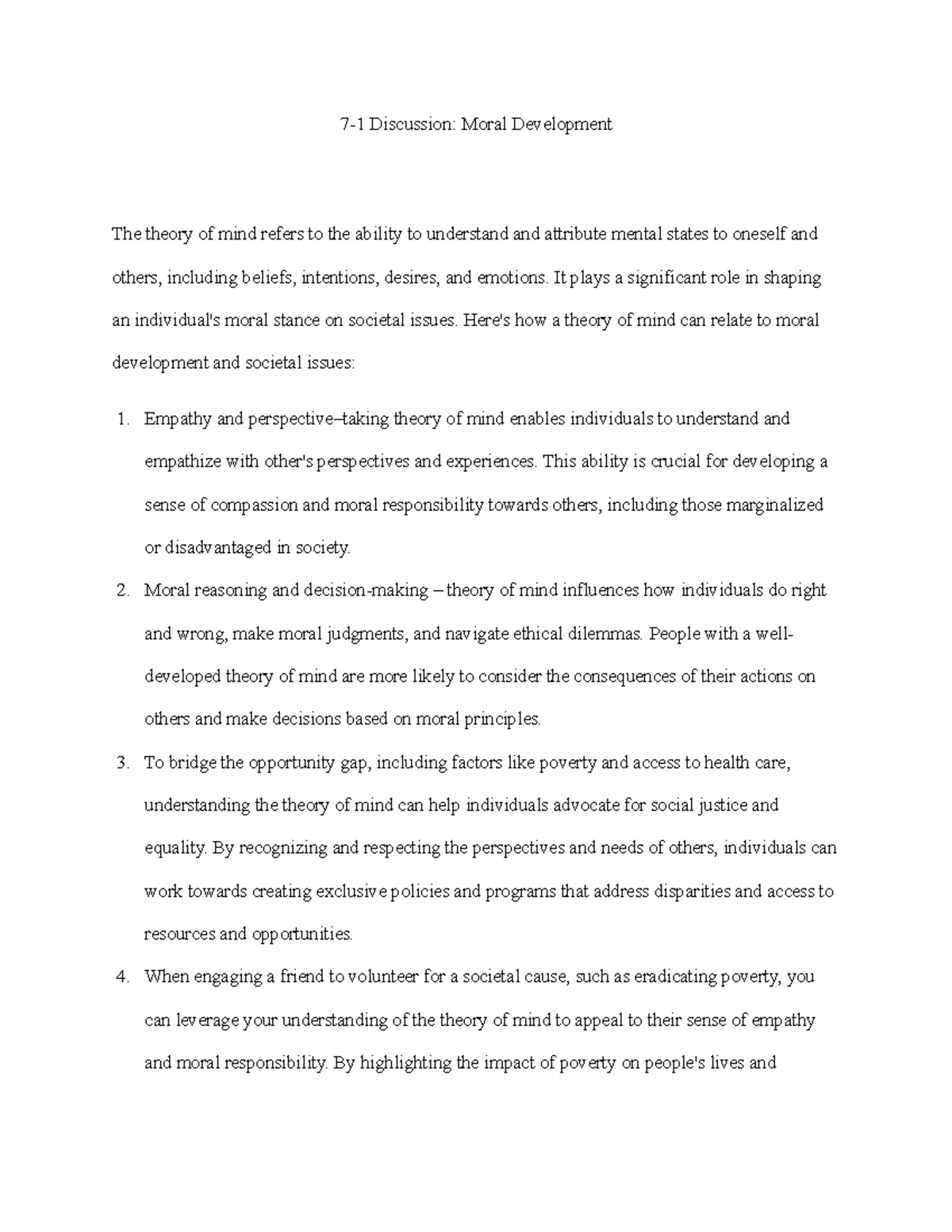 7 1 Discussion Moral Development PSY 211 DG - 7-1 Discussion: Moral ...