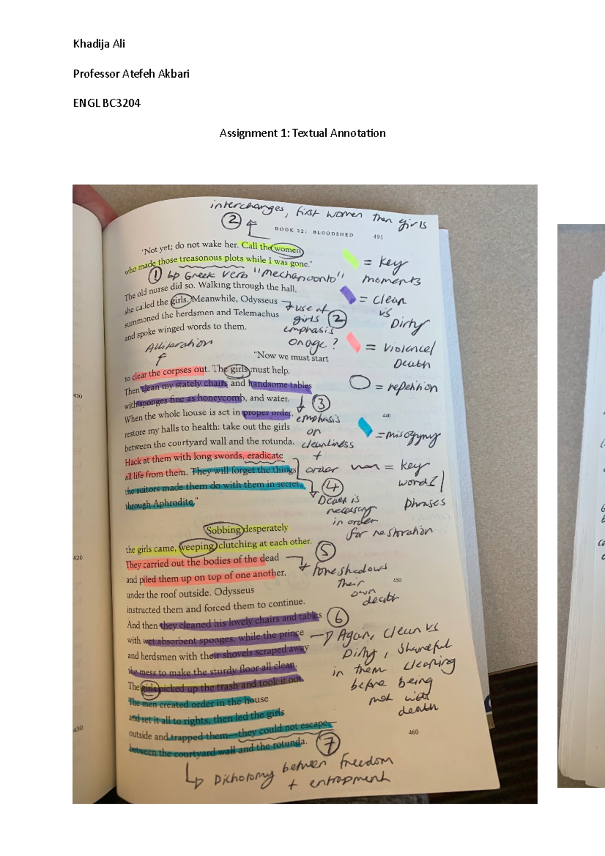 World Lit Assignment 1 - Close textual analysis of The Odyssey ...