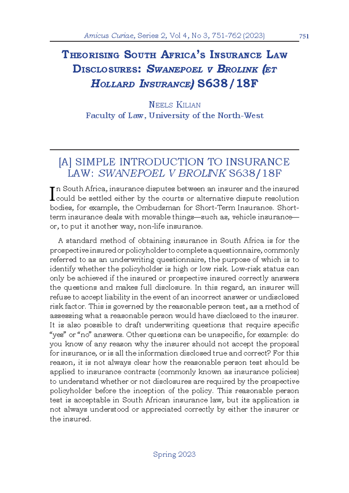 AC+2.4 - Amicus Curiae, Series 2, Vol 4, No 3, 751-762 (2023) 751 Spring 2023 T heorising souTh ...