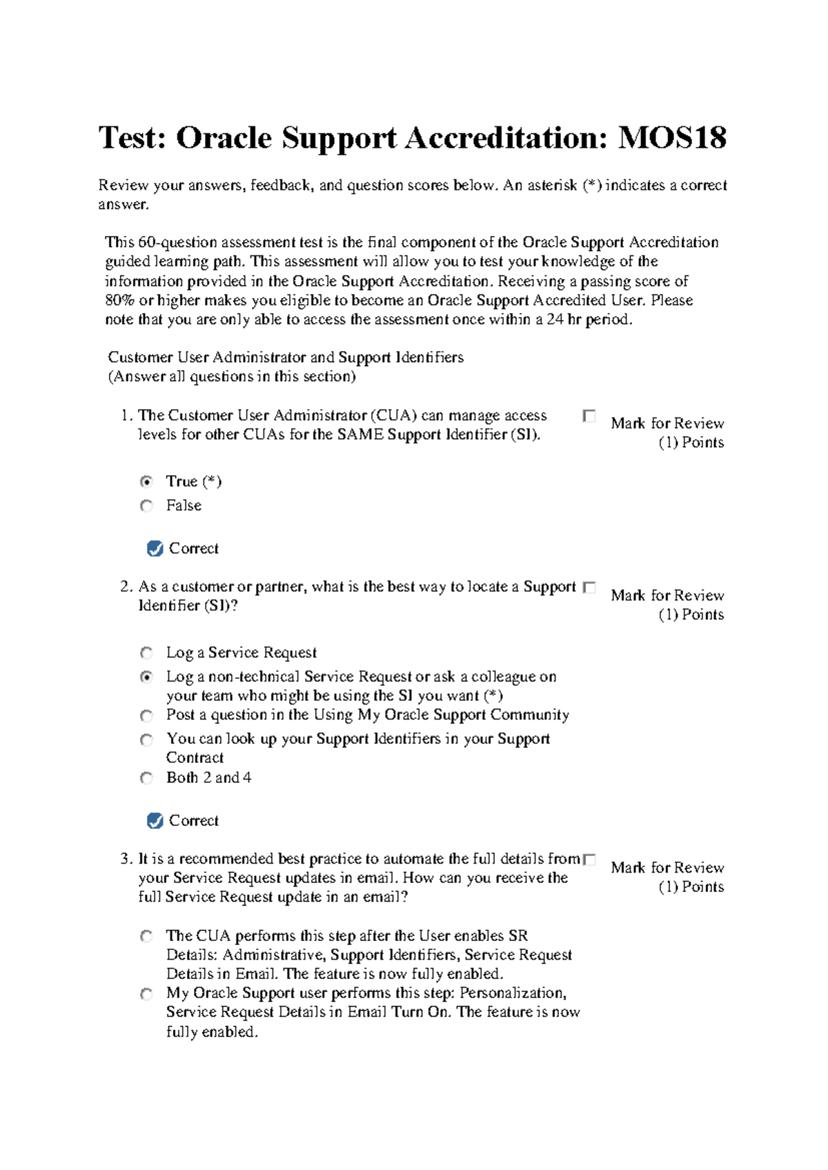 Test Oracle Support Accreditation MOS18 - Test: Oracle Support ...