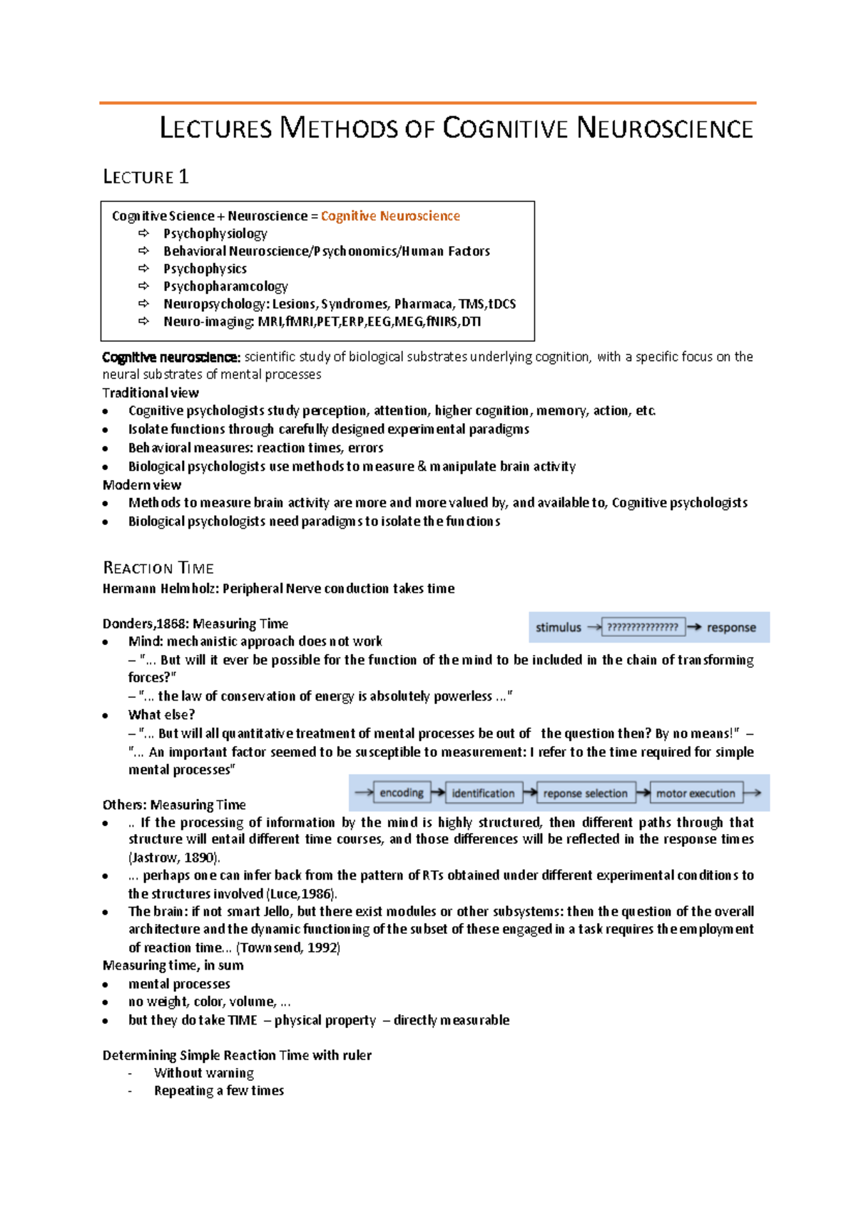 All Lectures Methods of Cognitive Neuroscience - LECTURES METHODS OF ...