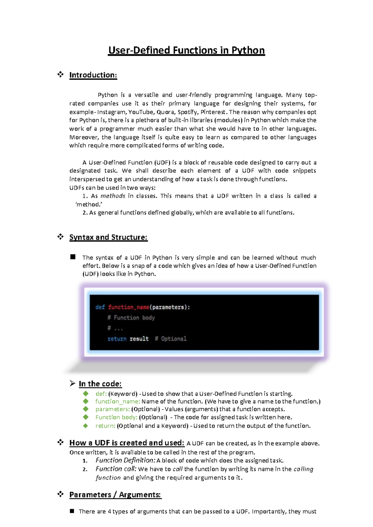 Minor Project User Defined Functions User Defined Functions In Python Introduction Python 