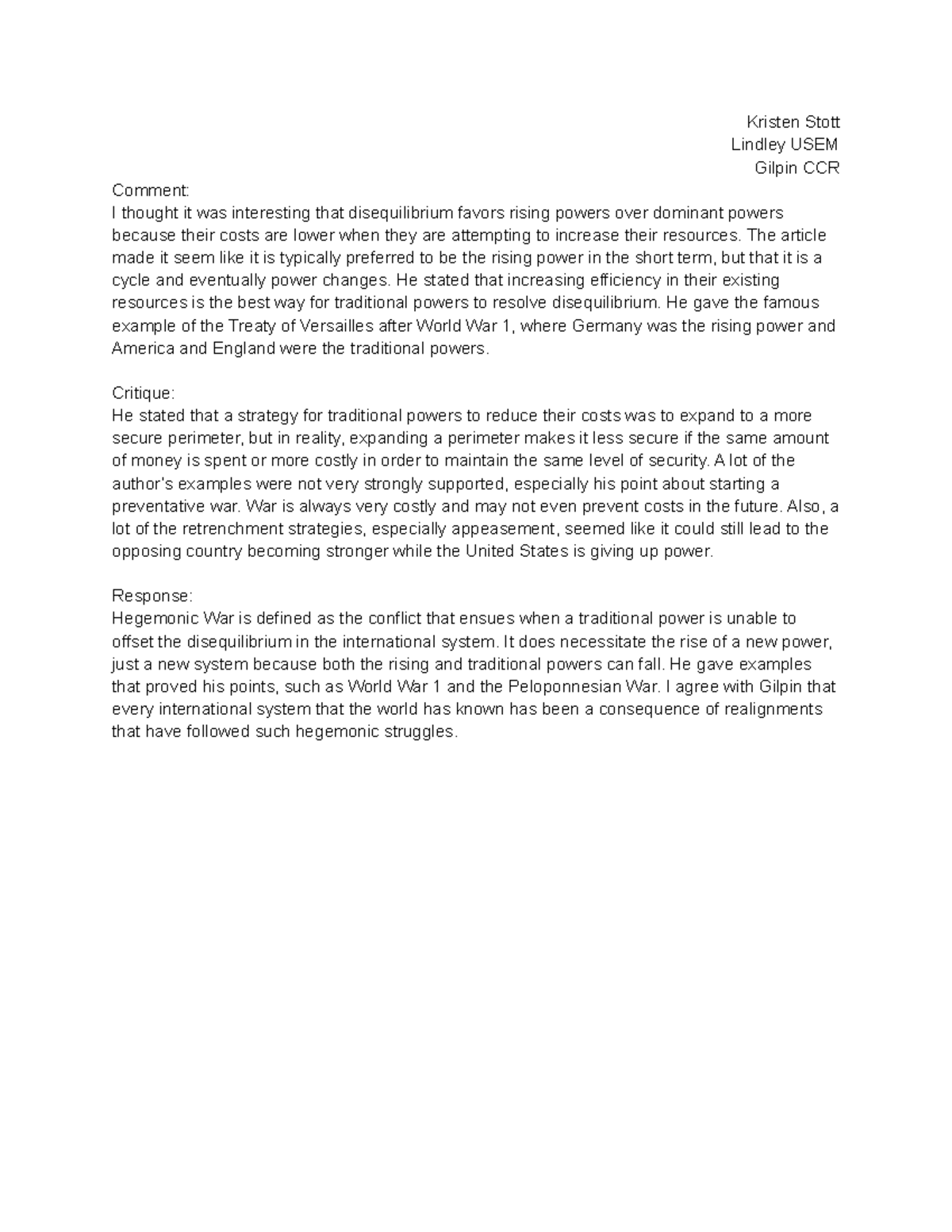 Hegemonic War CCR - Professor Daniel Lindley - Kristen Stott Lindley ...