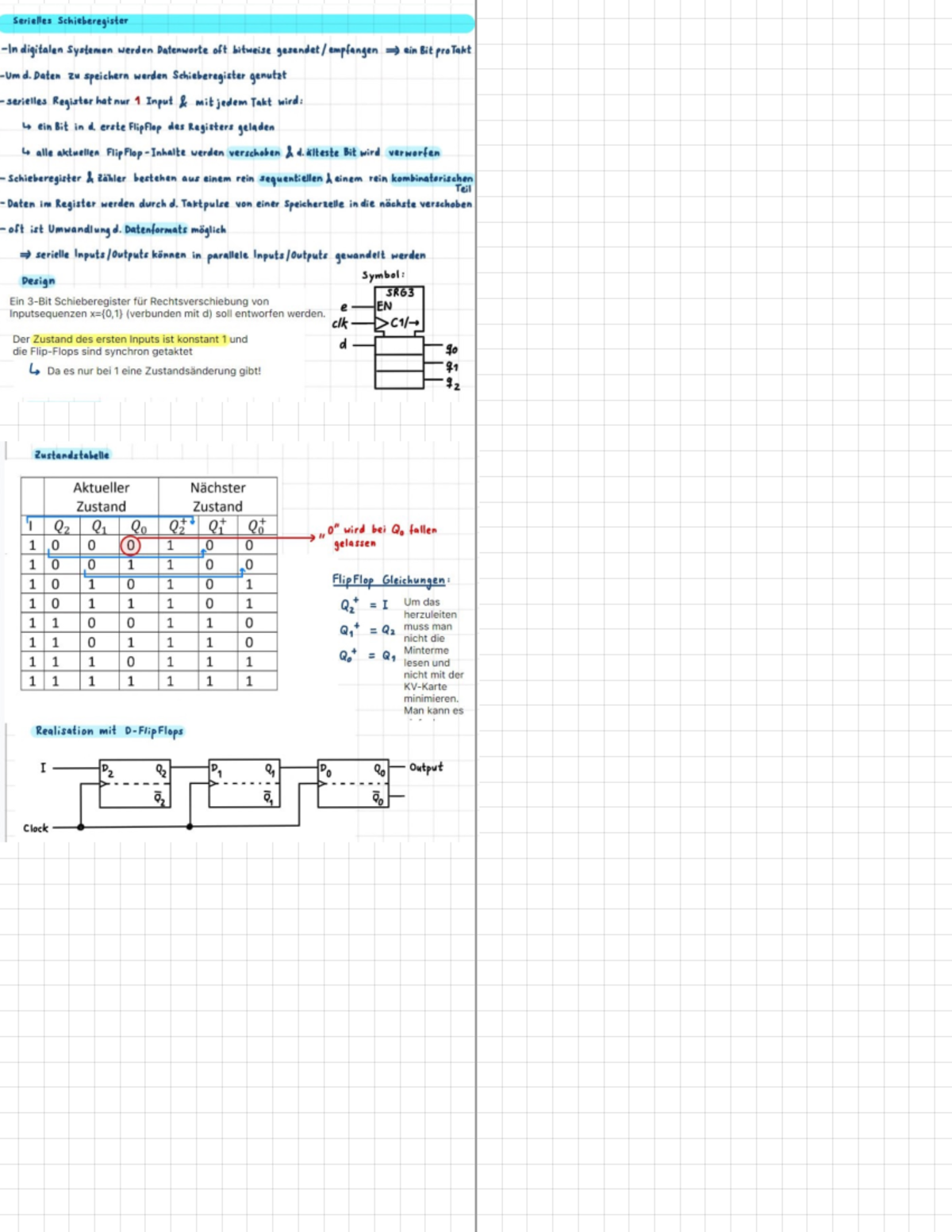 Serielles Schieberegister - Grundlagen der Technischen Informatik - Studocu