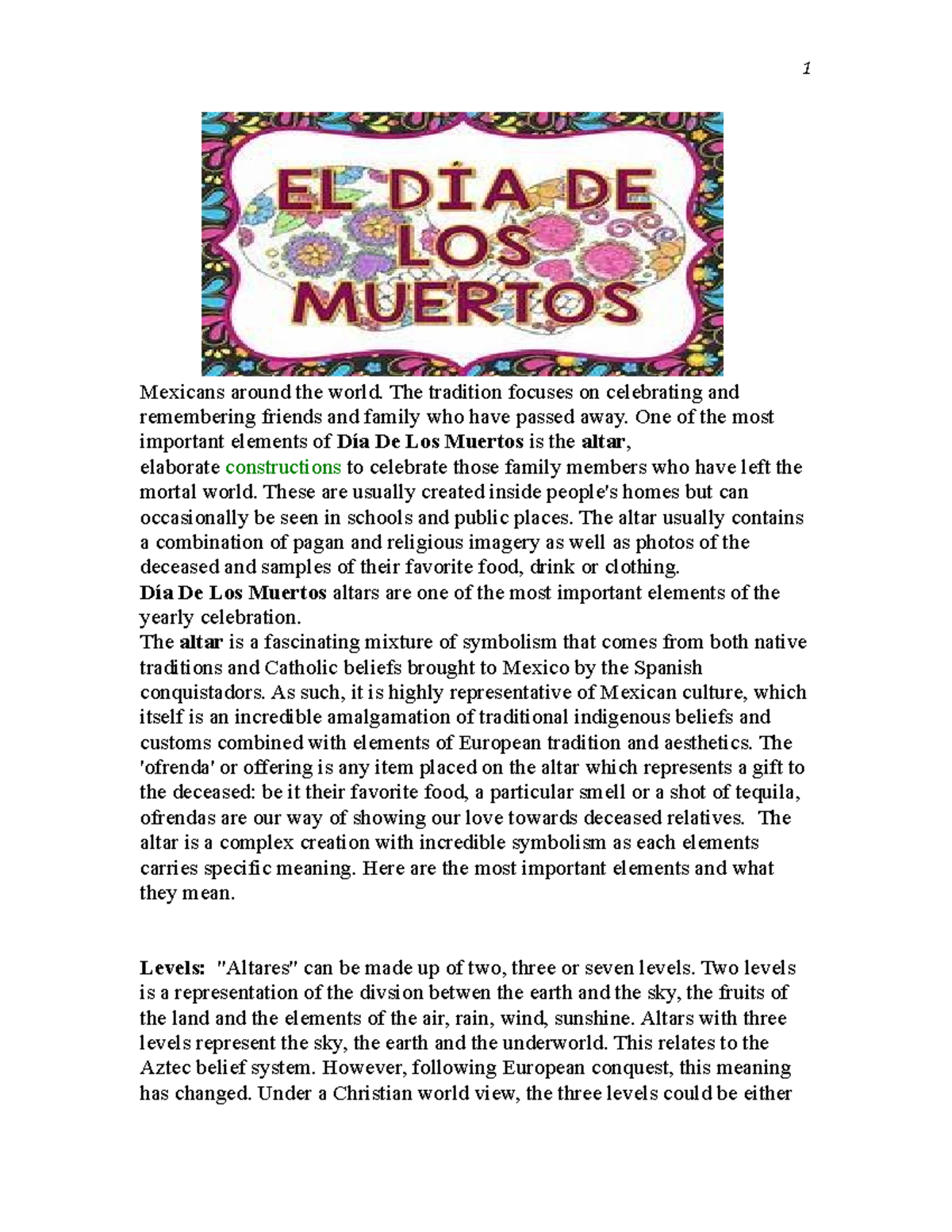 Altar de los muertos (1) - Mexicans around the world. The tradition ...