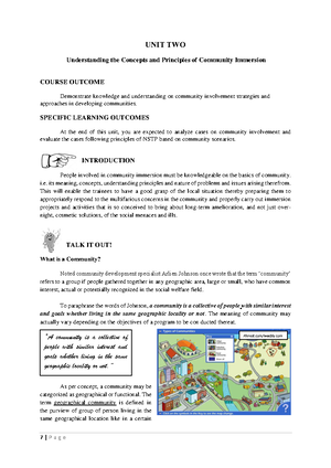 Unit-1 NSTP2 Module - The Community Immersion Requisite of NSTP: An ...