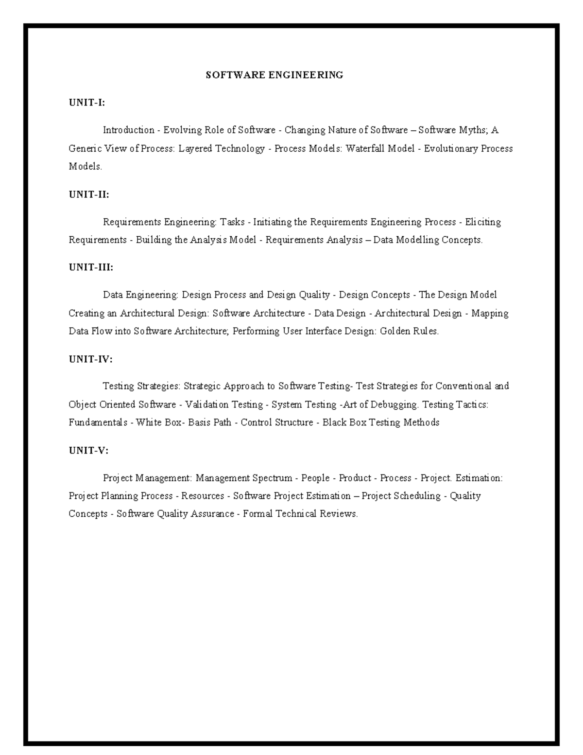 BSCS55-UNIT1-converted - SOFTWARE ENGINEERING UNIT-I: Introduction - Evolving Role of Software ...