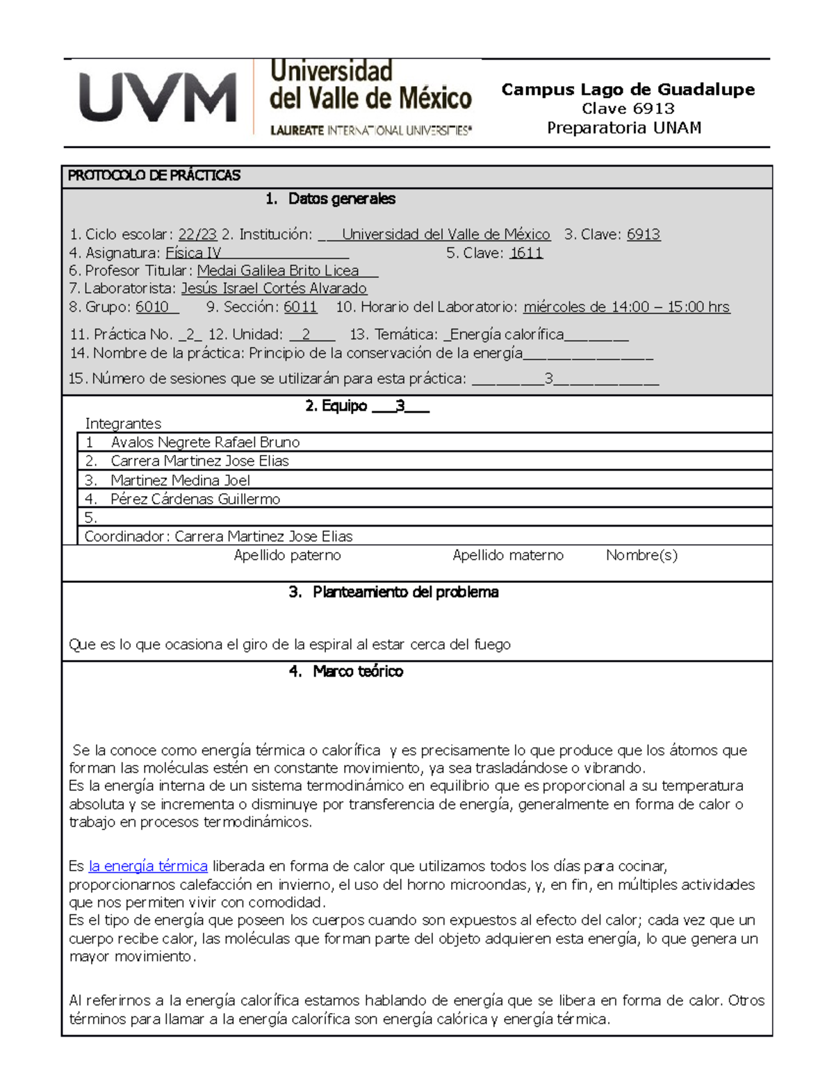 Formato Protocolo Seccion 1 UNAM - Campus Lago de Guadalupe Clave 6913 Preparatoria UNAM ...
