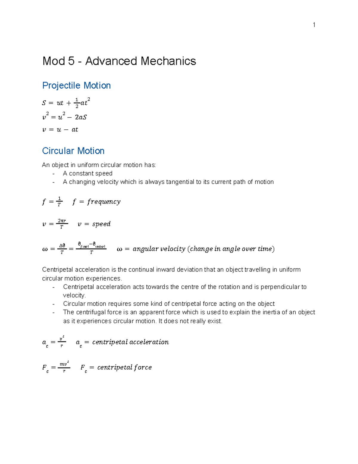 Physisc Notes-Year 12 - year 12 physics hsc notes - Mod 5 - Advanced ...