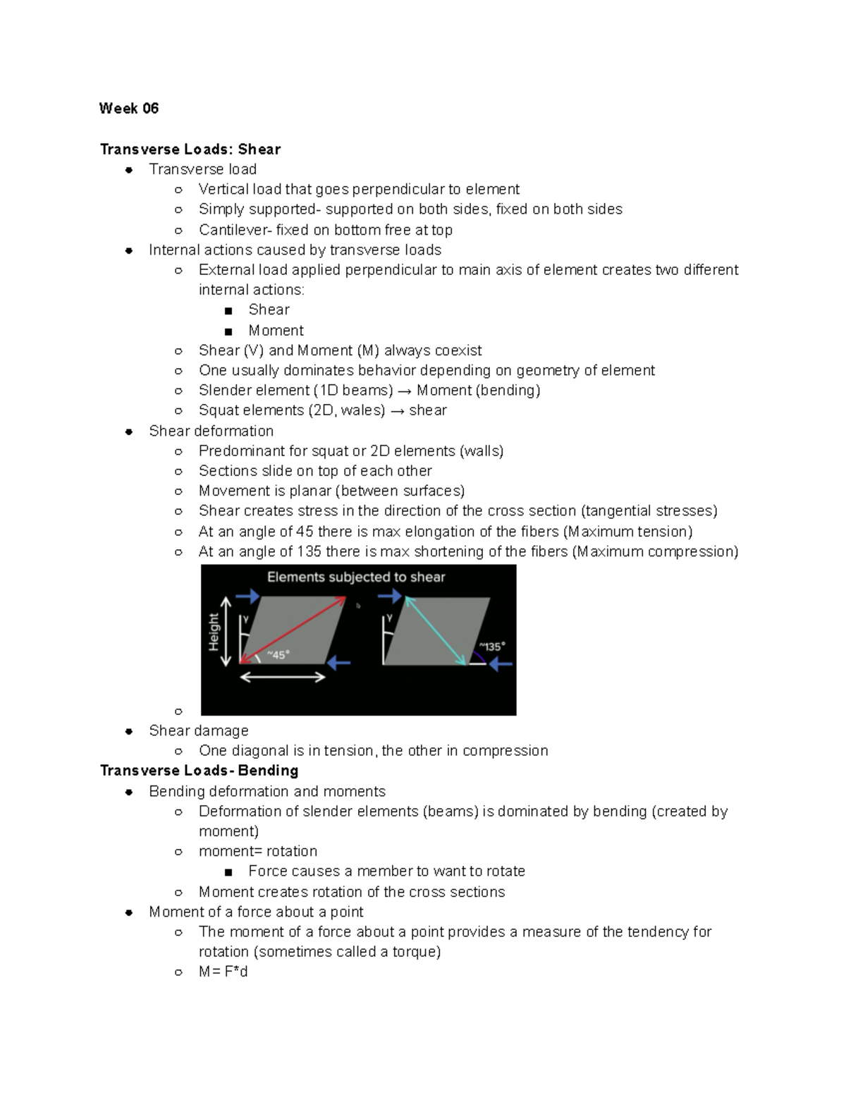 Transverse Loads - Week 06 Transverse Loads: Shear ï Transverse load ï ...