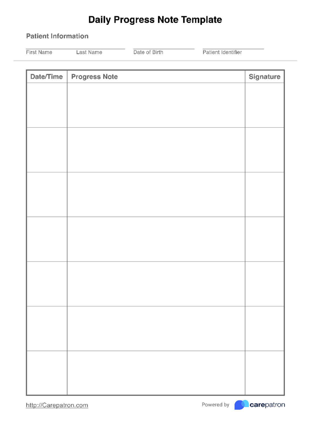 Daily progress note template - CURSO ENFERMERIA BASICA - Daily Progress Note Template Patient ...