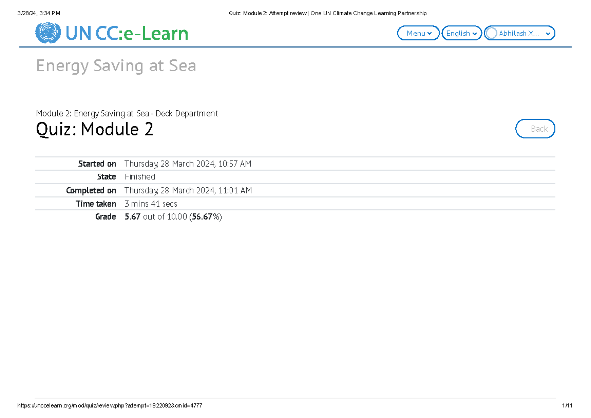 Quiz Module 2 Attempt review One UN Climate Change Learning ...