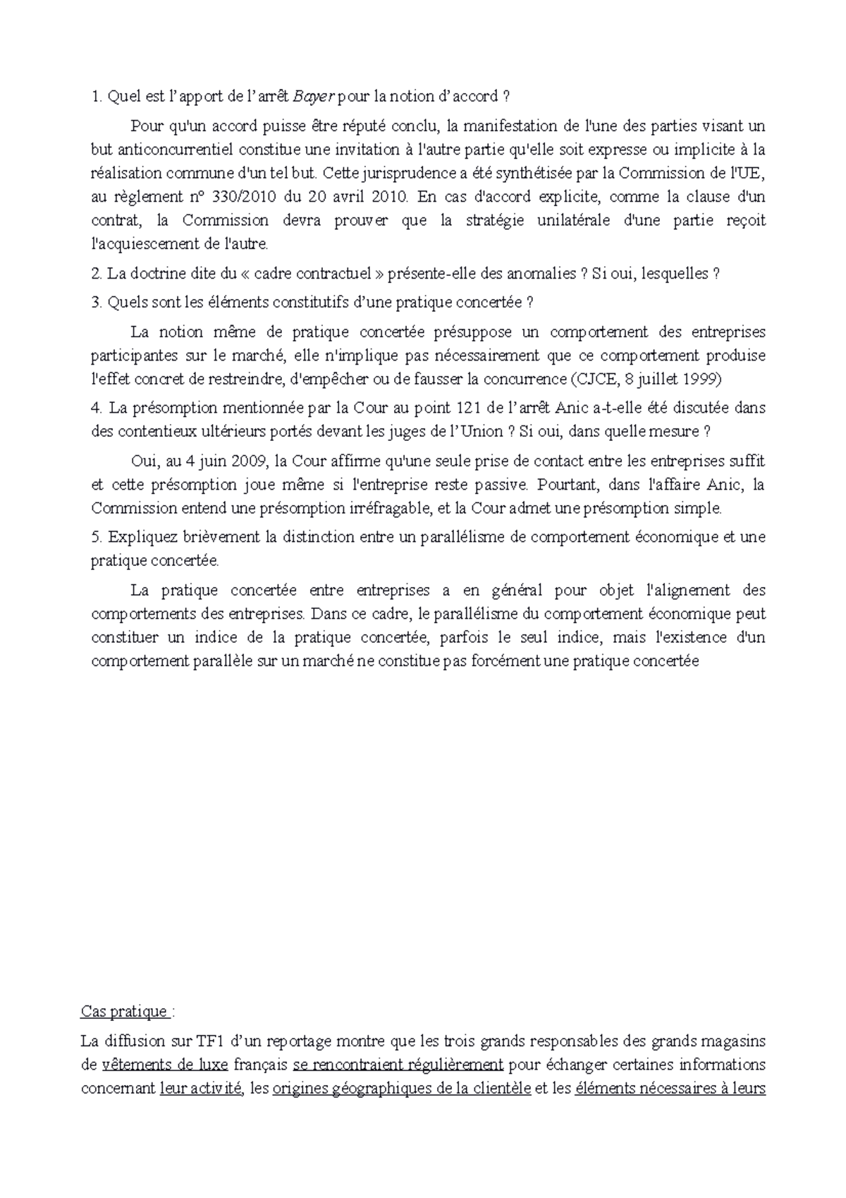 Séance 5 Les ententes - TD Concurrence - Quel est l’apport de l’arrêt ...