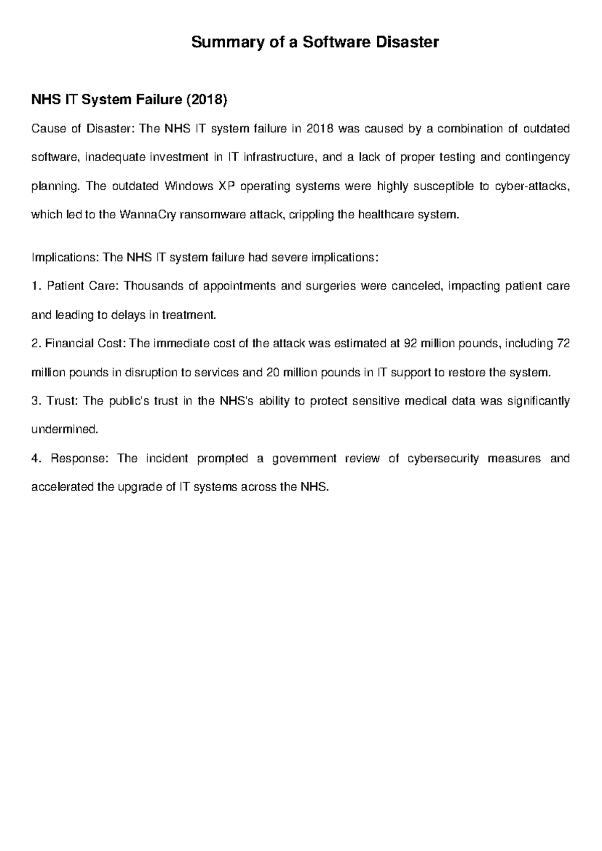 NHS IT System Failure Summary - Summary of a Software Disaster NHS IT ...