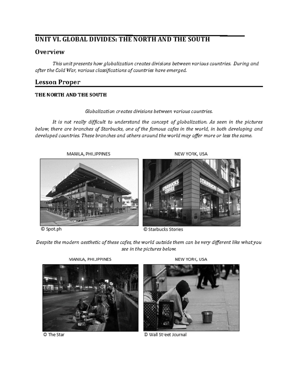 UNIT VI Global Divides THE North AND THE South - UNIT VI. GLOBAL ...