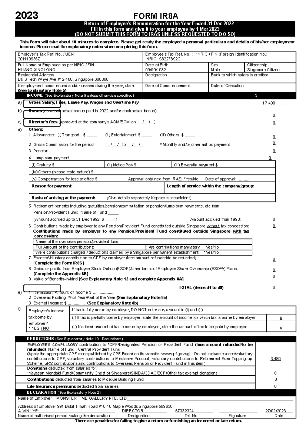 Form IR8A for YA2023 - PH map - 2023 FORM IR8A Return of Employee’s ...