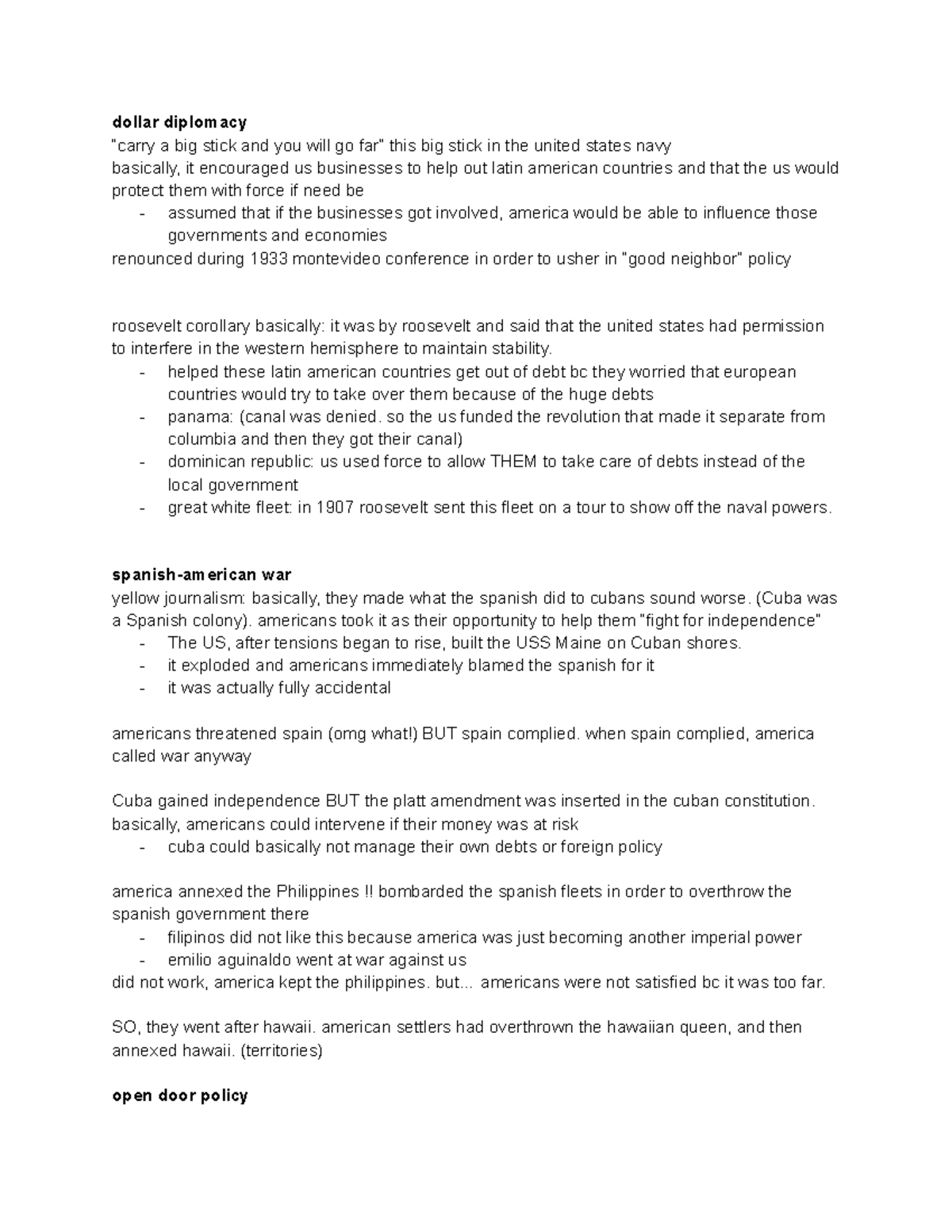 Period 7 apush additional notes - dollar diplomacy “carry a big stick ...