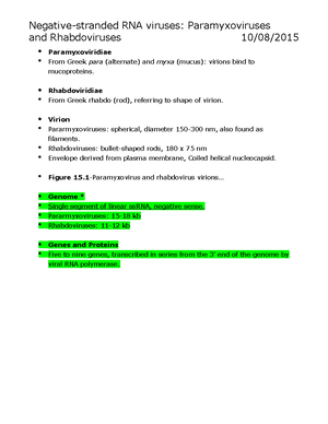 Virology Notes 1 - Virology August 20, 2015 Introduction to Virology ...