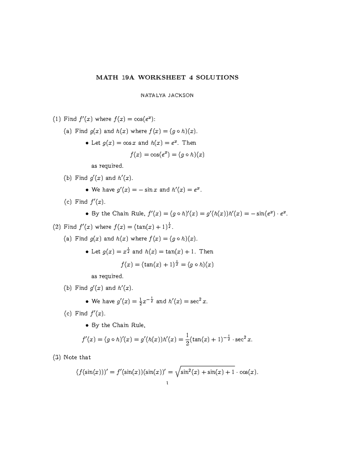 Worksheet 4 Solutions - wk4sol - MATH 19A WORKSHEET 4 SOLUTIONS NATALYA ...