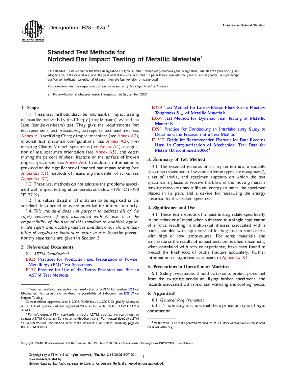 ASTM E23 Impact test - Designation: E23 – 07a ́ 1 An American National ...
