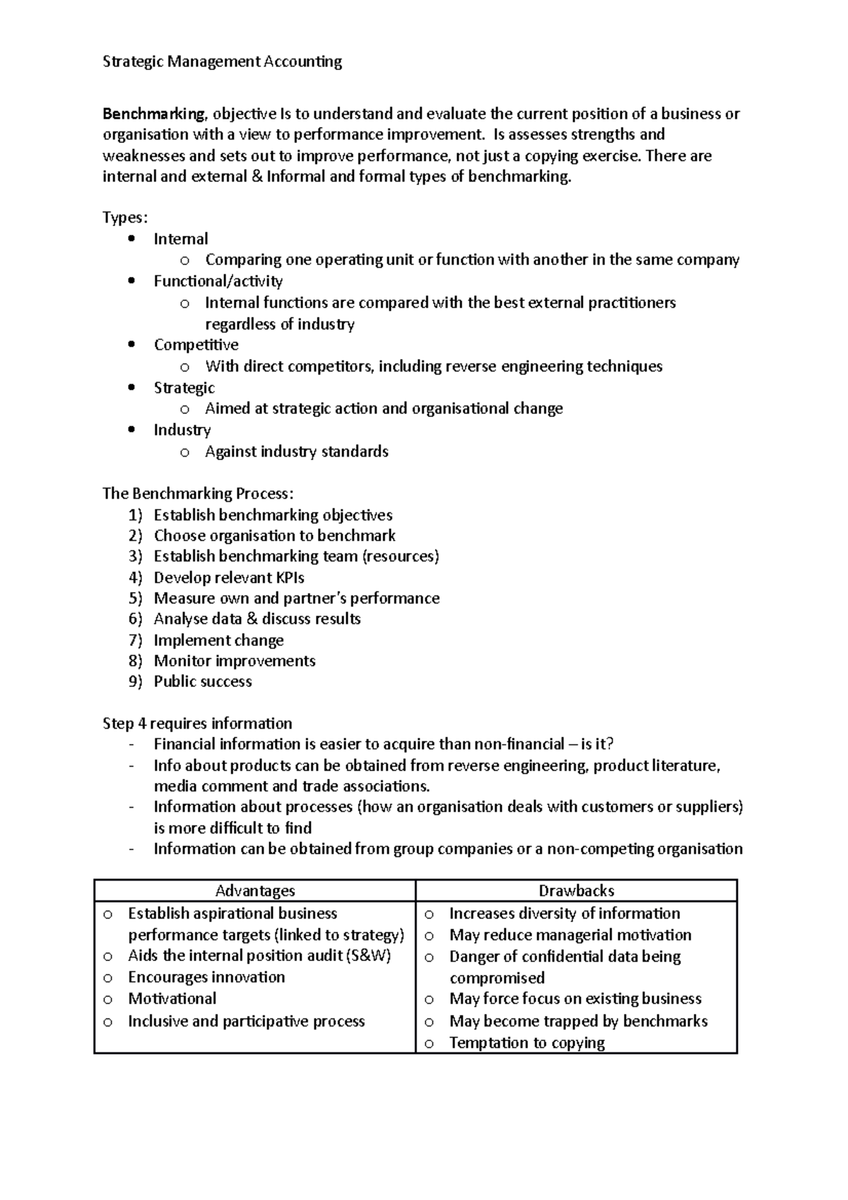 Benchmarking - Strategic Management Accounting Benchmarking, objective ...