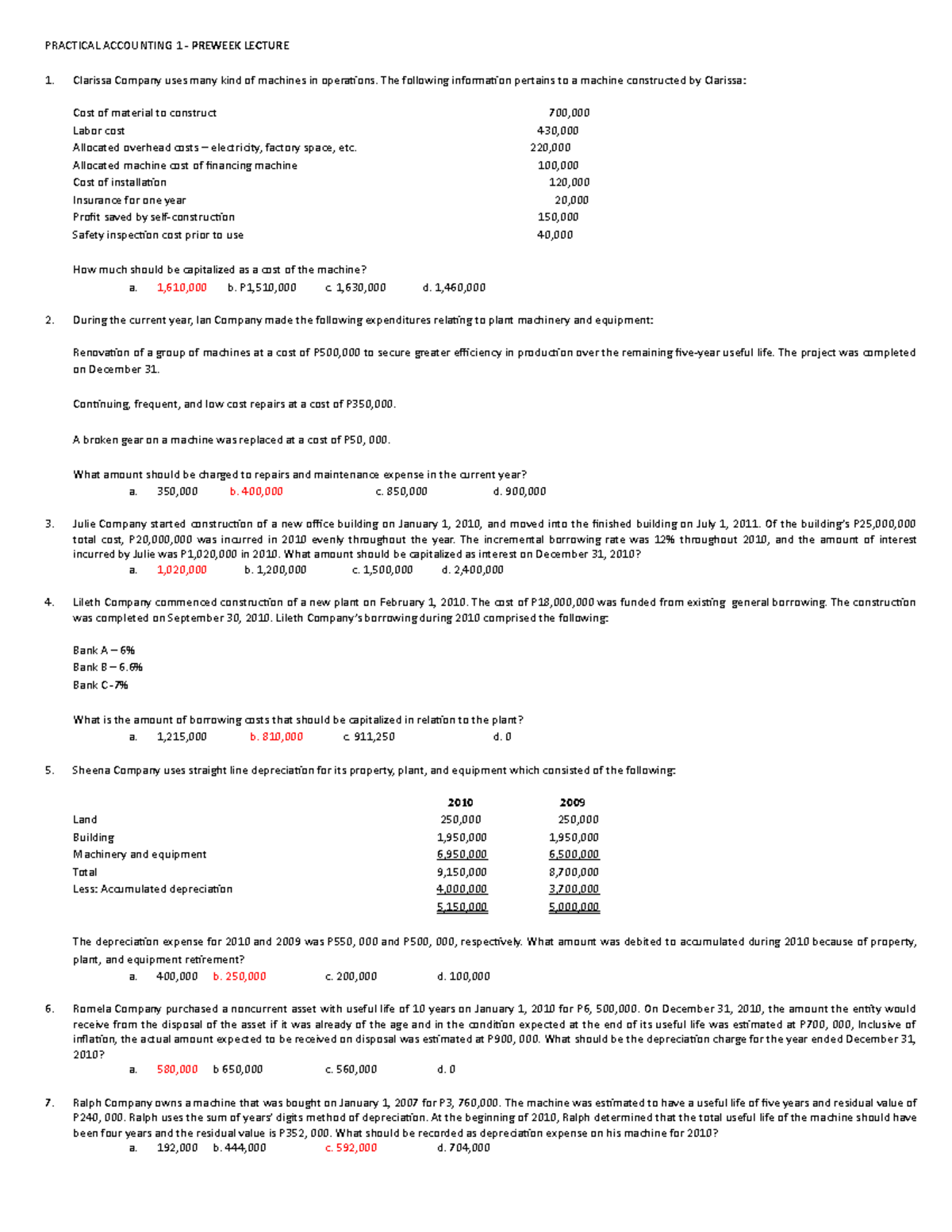 P1 - practice material for FAR P1 - PRACTICAL ACCOUNTING 1 - PREWEEK ...
