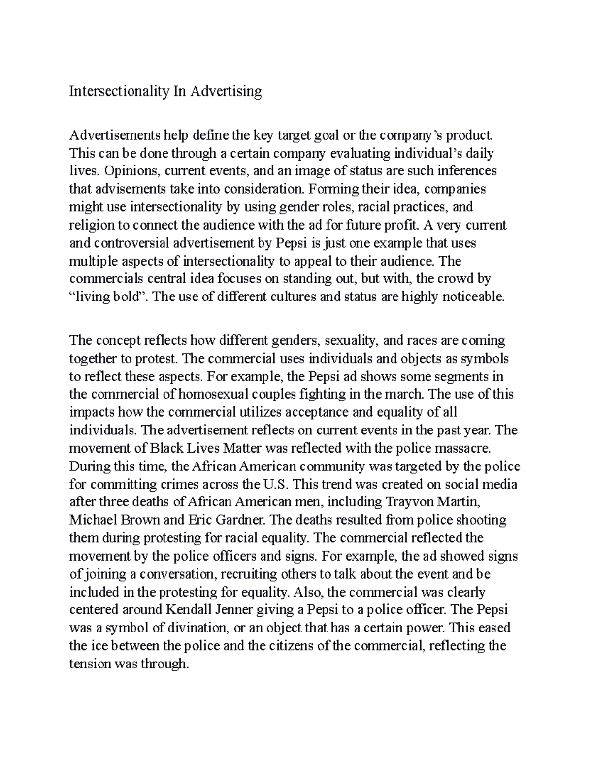 Intersectionality In Advertising + Media - Intersectionality In ...