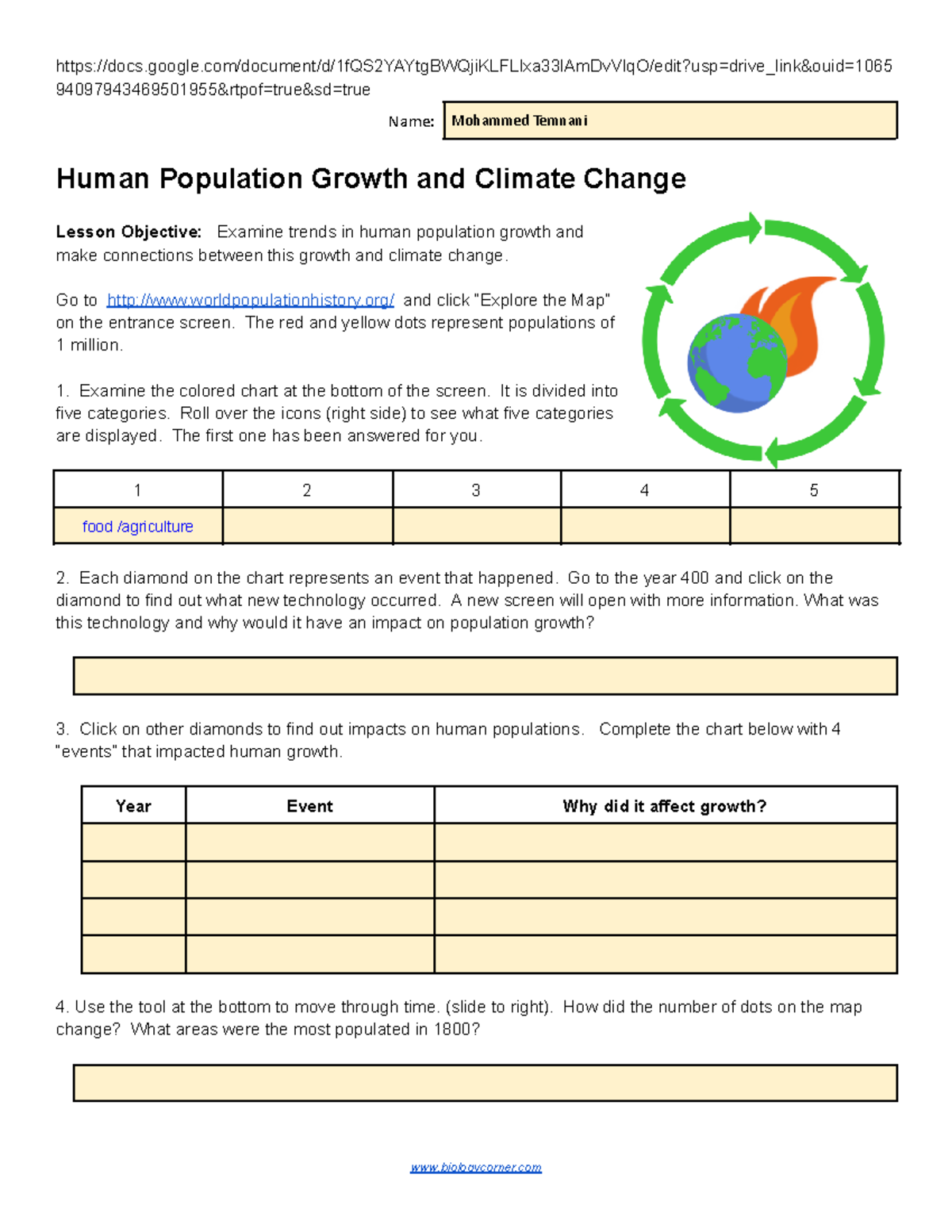 Human Population Growth and Climate - - Studocu