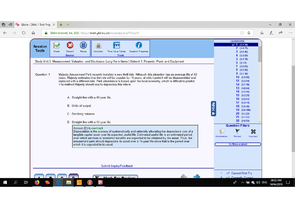 2 Gleim Questions 2021 Unit 3 Q & Answers - CMA - Studocu