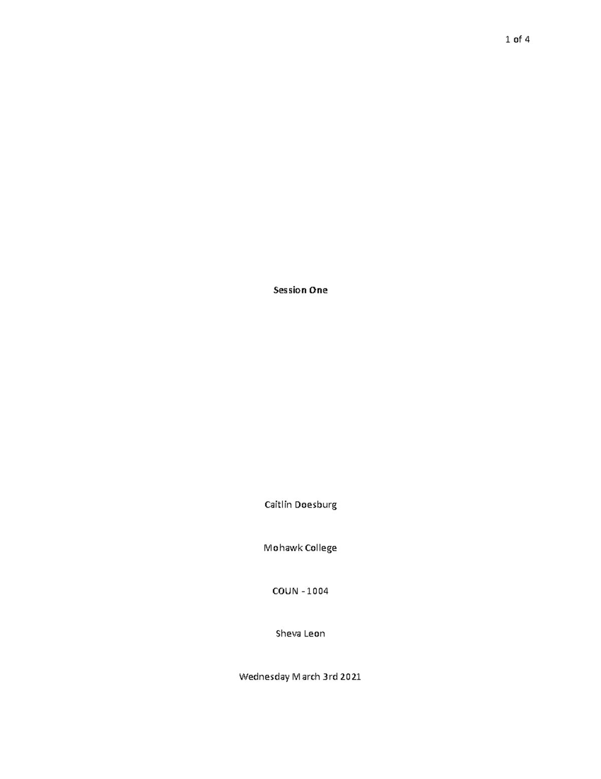 Counselling Script, 5 Steps of an Interview - Session One Caitlin ...