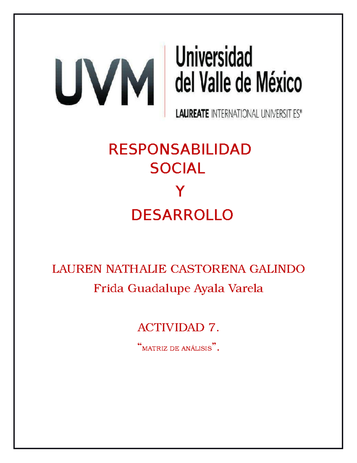 ACT7 FGAV Matriz - LAUREN NATHALIE CASTORENA GALINDO Frida Guadalupe ...