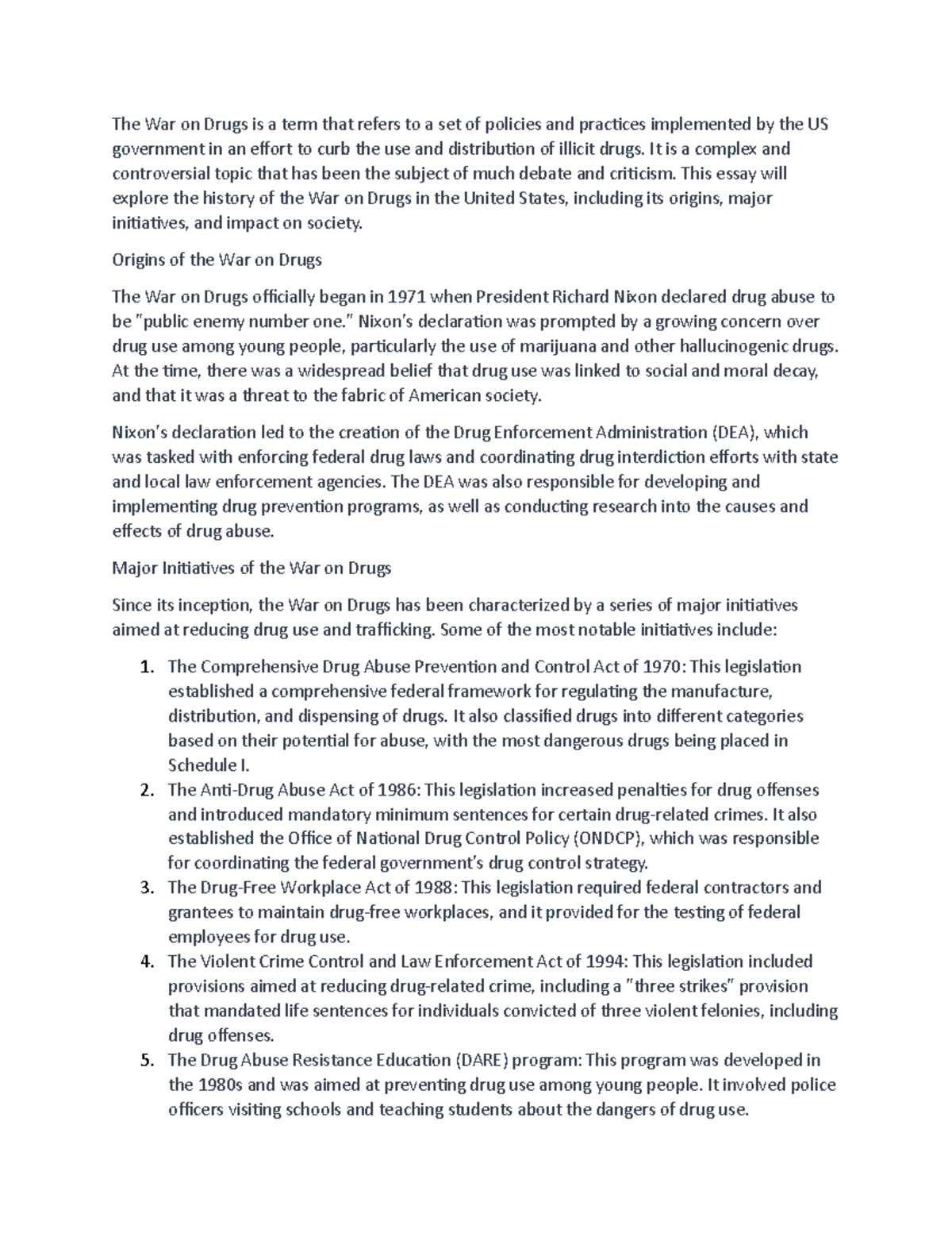 The War on Drugs in US History - The War on Drugs is a term that refers ...