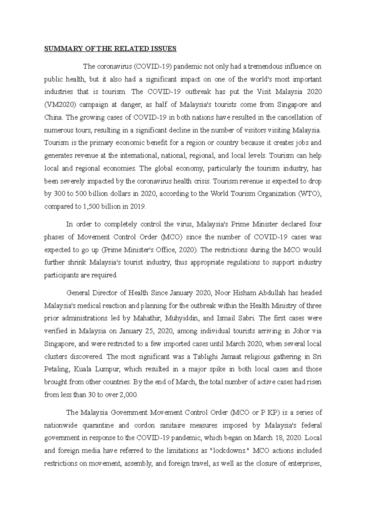 Summary OF THE Related Issues - SUMMARY OF THE RELATED ISSUES The ...