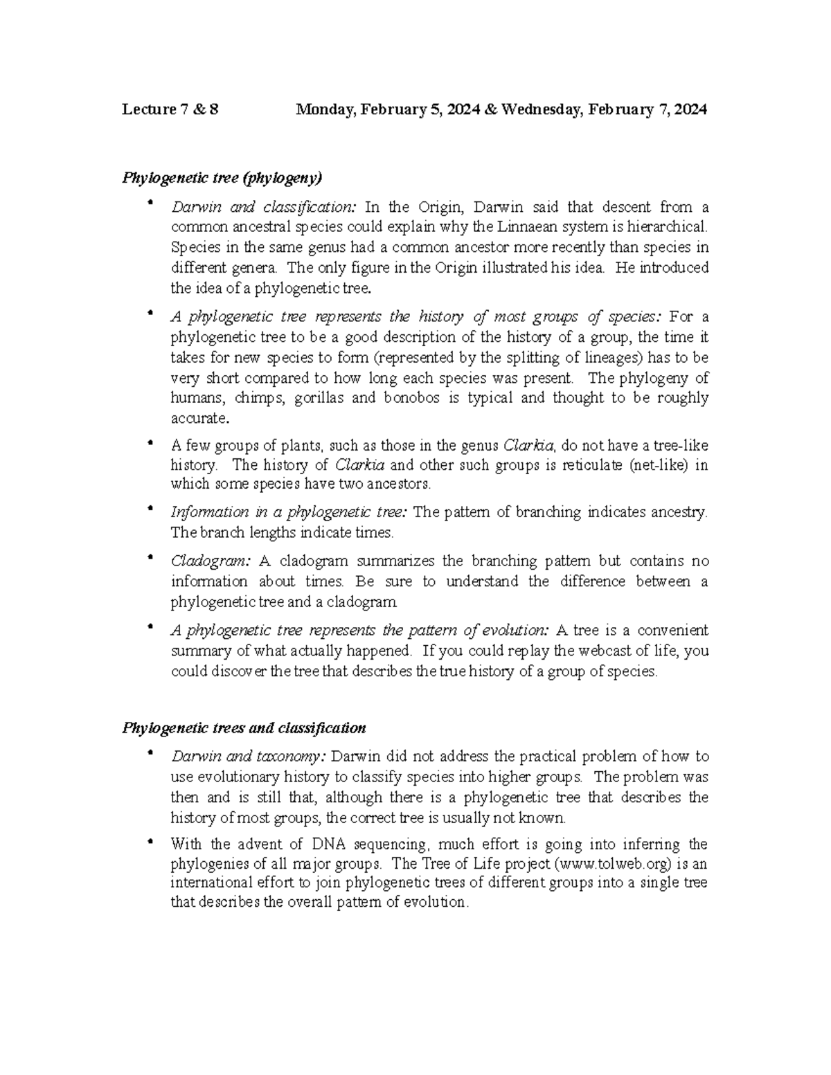 Lecture 7-8 notes - Lecture 7 & 8 Monday, February 5, 2024 & Wednesday ...