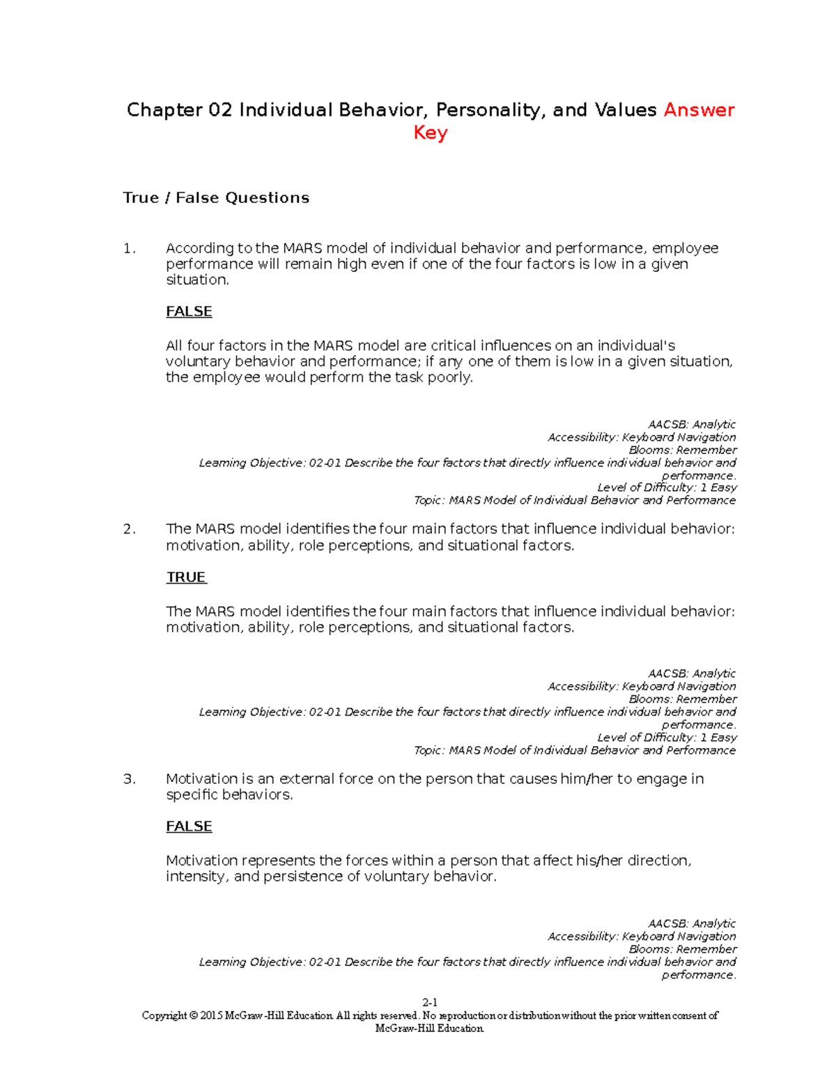 TBChap 002 - organizational behavior - Chapter 02 Individual Behavior ...