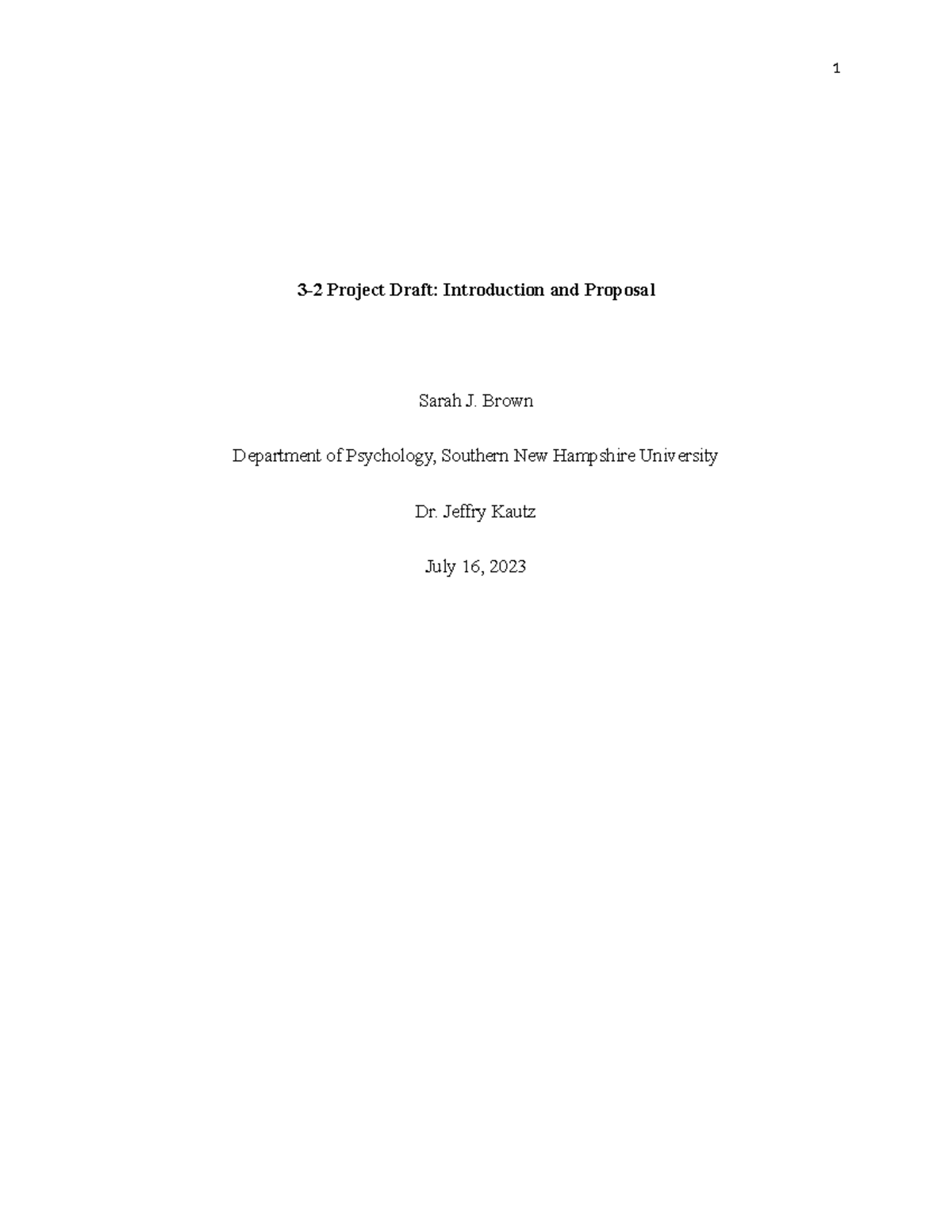 3-2 Project Draft; Introduction and Proposal - Brown Department of Psychology, Southern New ...
