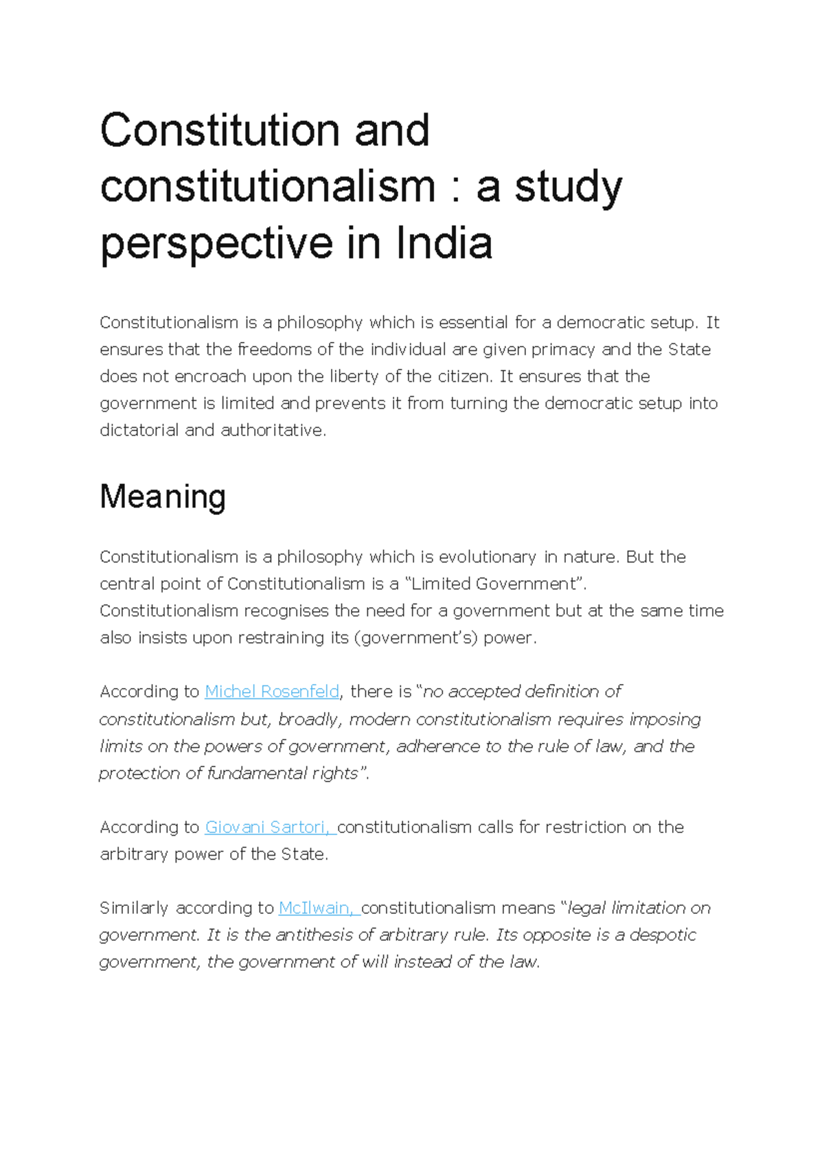 Constitution and constitutionalism - It ensures that the freedoms of ...