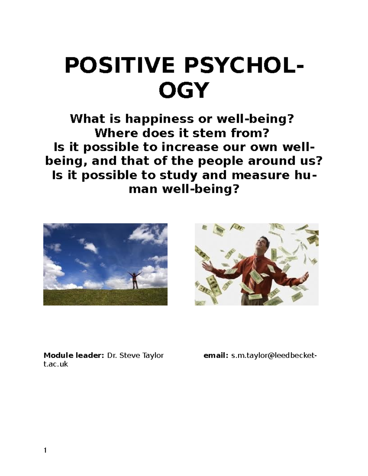 Positive Psychology HB 2017-18 Final - POSITIVE PSYCHOL- OGY What is ...